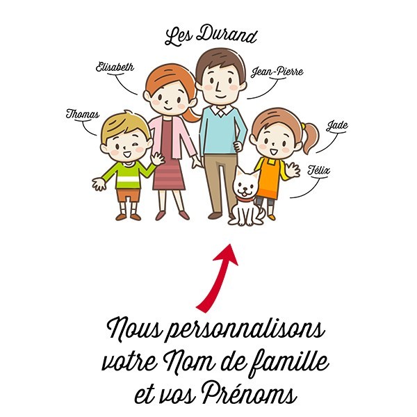 Achetez en ligne tee shirt humour famille personnalisé nom et prénoms